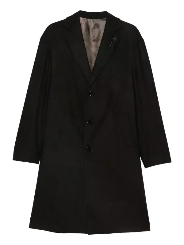 LARDINI Single-breasted Coat With Notched Lapels - Black