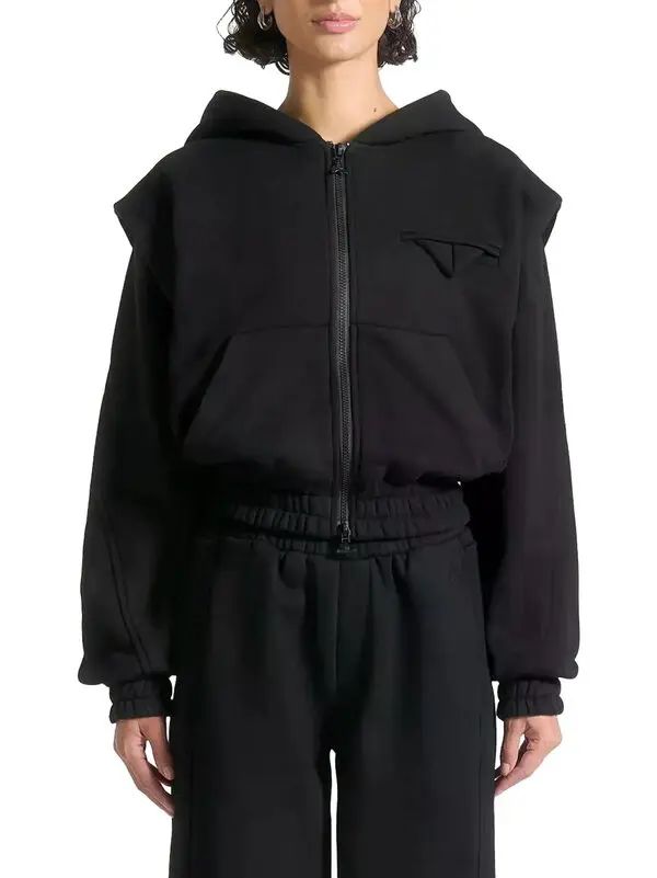Manière De Voir Louna Zip-fastening Wide-shoulder Sweatshirt - Black