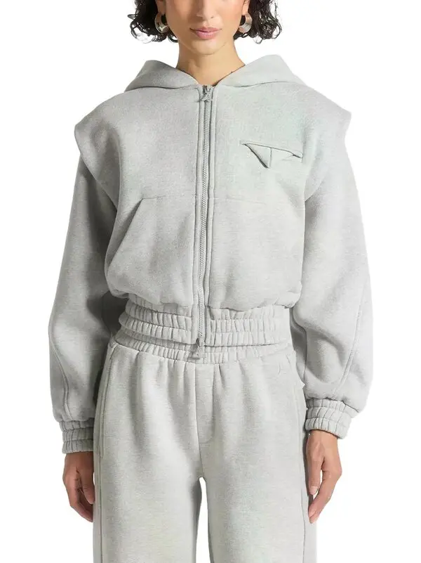 Manière De Voir Zip-fastening Wide-shoulder Sweatshirt - Grey