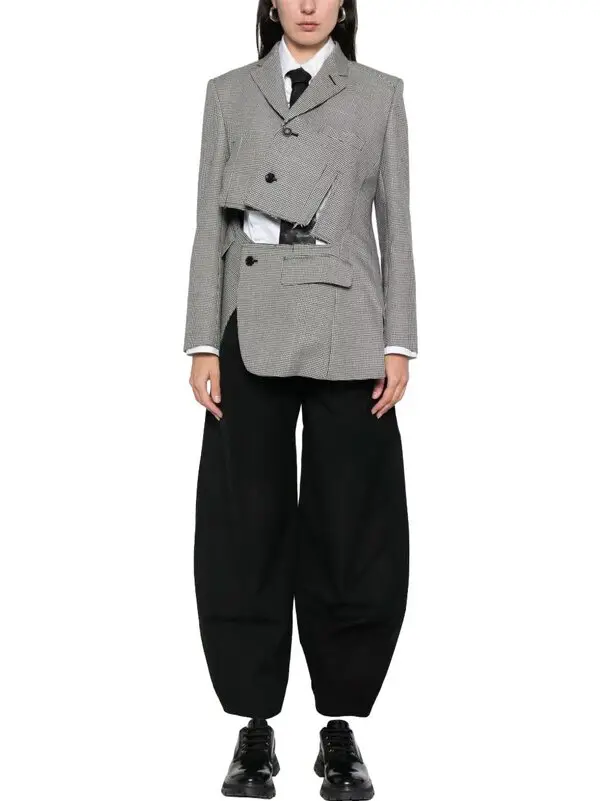 Comme Des Garçons Houndstooth Cut-out Jacket - Black