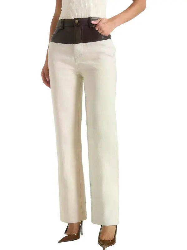 Manière De Voir Paneled Straight Leg Jeans - Neutrals