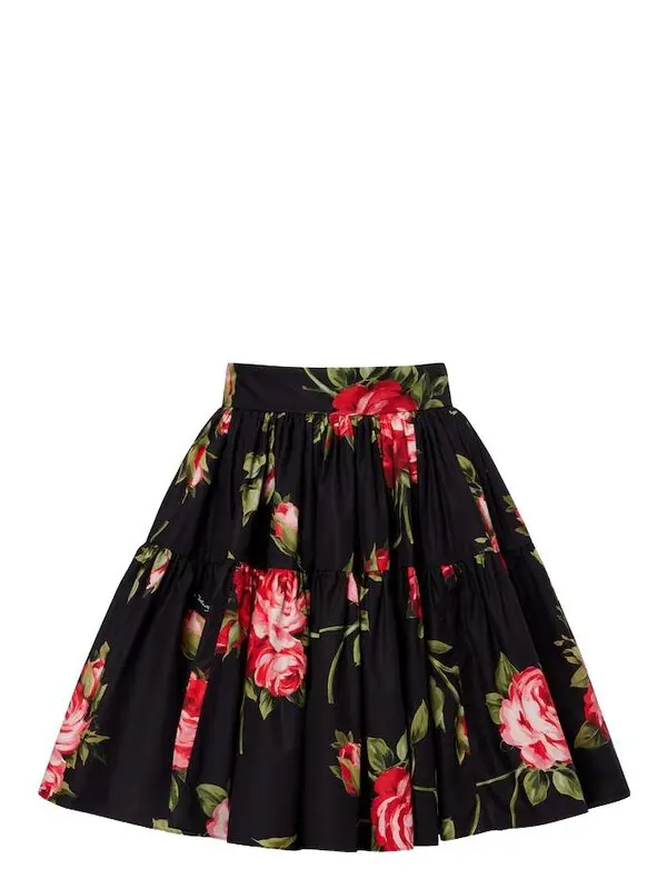 Dolce & Gabbana Floral Cotton Mini Skirt - Black
