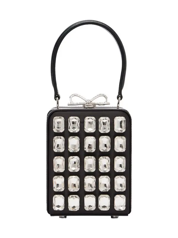 SELF-PORTRAIT Micro Crystal-embellished Box Bag - Black