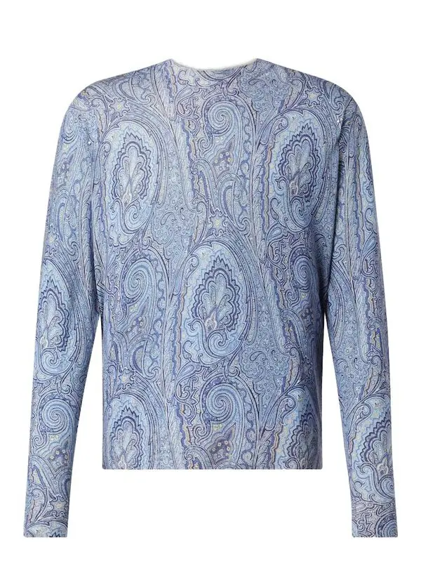 Etro Paisley Silk And Cashmere Sweater - Blue