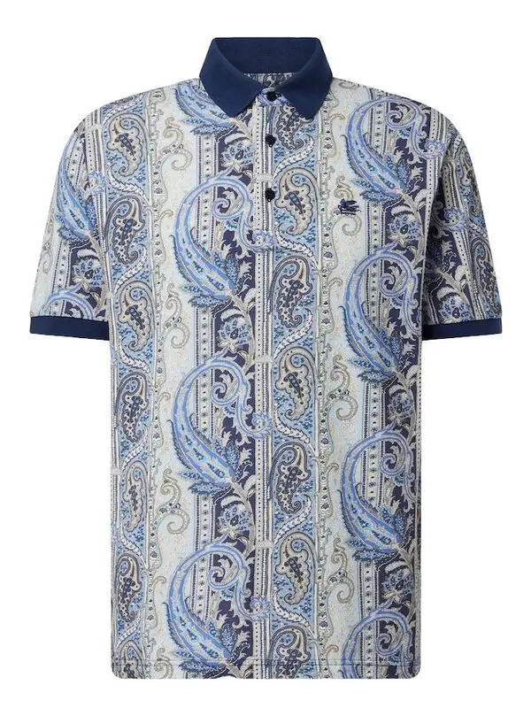 Etro Paisley Cotton Polo Shirt - Blue