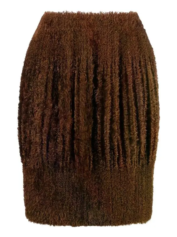 Issey Miyake Circa 2000s Brushed-effect Pleated Skirt - Brown