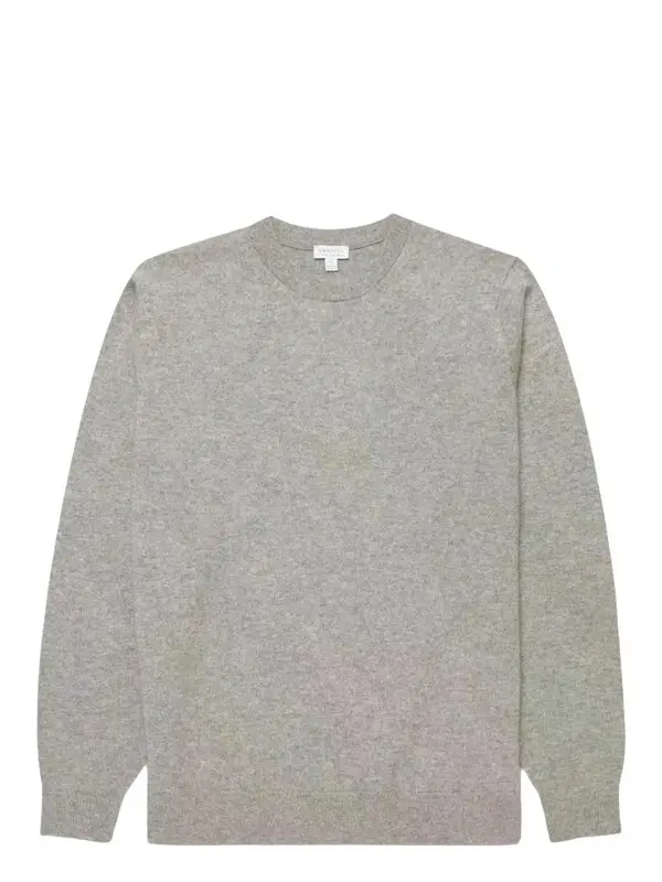 Sunspel Crew Neck Long Sleeve Sweater - Grey