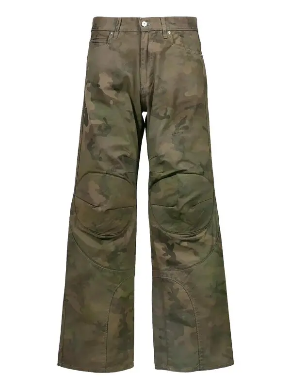 PDF Camouflage Trousers With Paneled Knees - Green