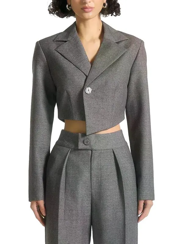 Manière De Voir Asymmetric Tailored Cropped Blazer - Grey