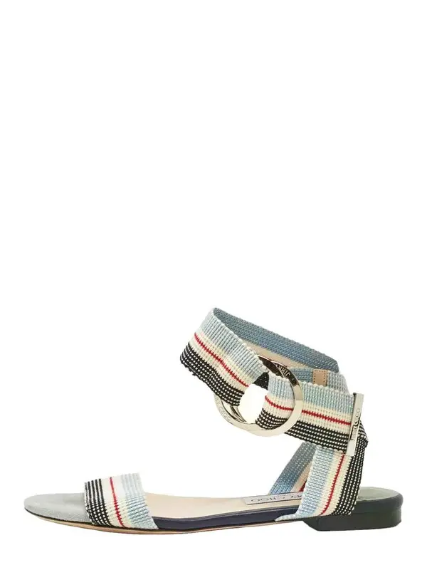 JIMMY CHOO Breanne Canvas Stripe Print Sandals - Blue