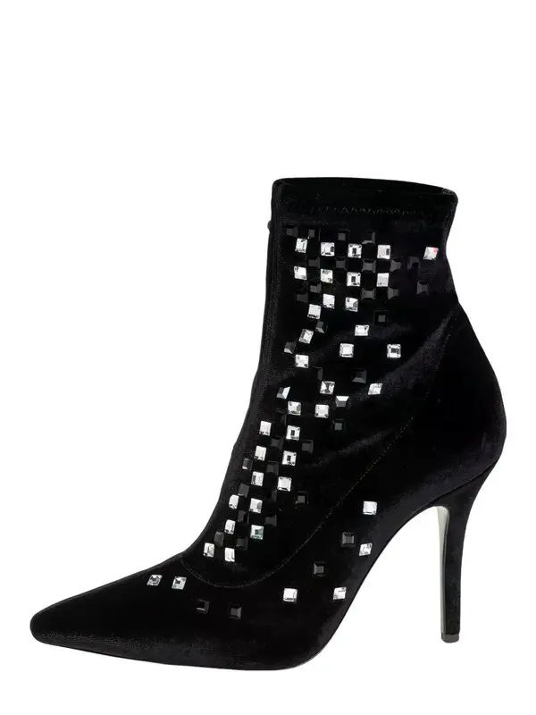 GIUSEPPE ZANOTTI Crystal-embellished Pointed Toe Stiletto Ankle Boots - Black