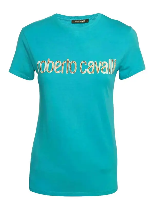 Roberto Cavalli Logo Print Cotton T-shirt - Blue