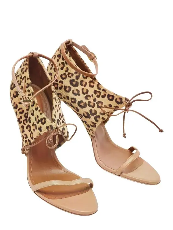 MALONE SOULIERS Leopard Print Stiletto Sandals - Brown/beige
