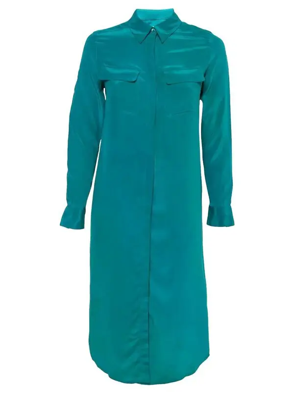 Equipment Teal Silk Maxi Shirt Dress - Blue
