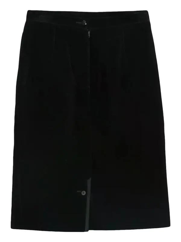 Valentino Garavani 1980s Cotton Velvet Pencil Skirt - Black