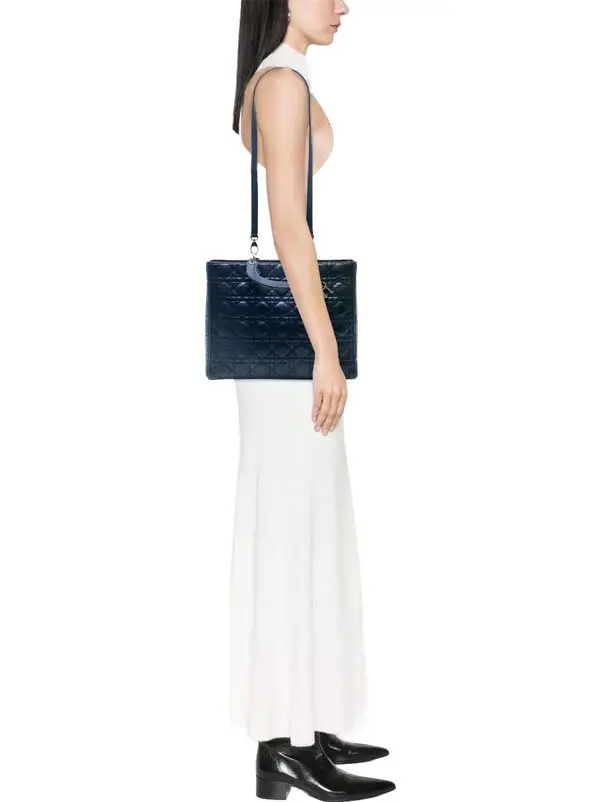 Dior Large Lambskin Cannage Lady Satchel - Blue