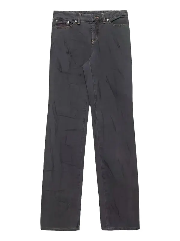 Alexander McQueen Logo Embroidered Cotton Jeans - Grey