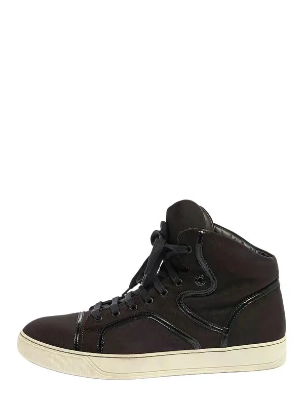 LANVIN High Top Panelled Lace Up Sneakers - Red