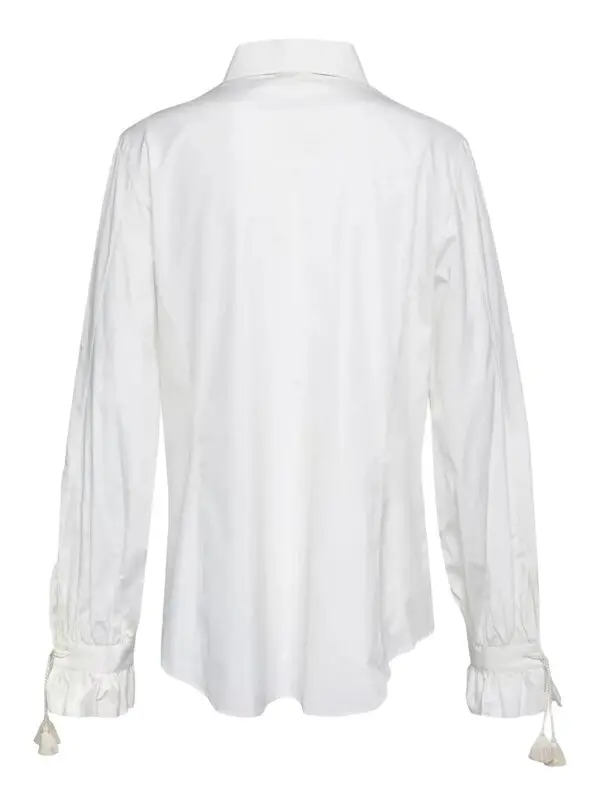 Gianfranco Ferre Long-sleeve Button-up Shirt With Pleated Sleeves And Tie Cuffs - White