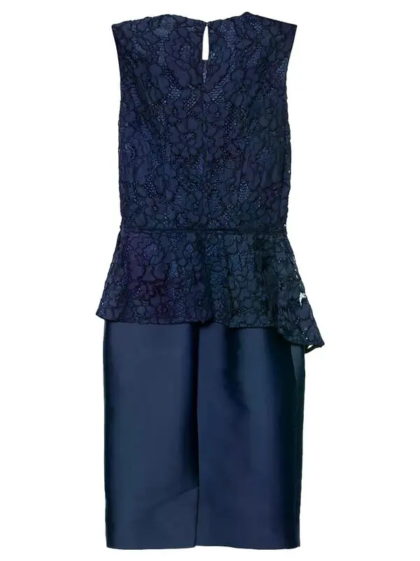 Carolina Herrera Peplum Lace Midi Dress - Blue