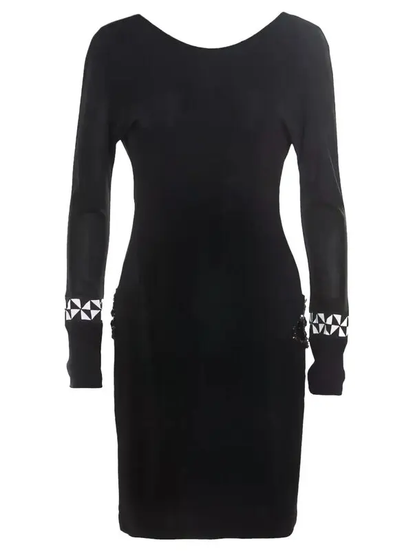 Emilio Pucci Geometric Pattern Crystal Embellished Sheath Dress - Black