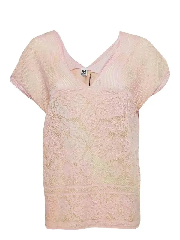 Missoni Floral Lurex-knit V-neck Top - Pink