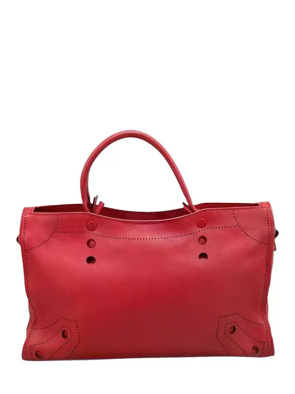 Balenciaga Leather Perforated Design Handbag - Red