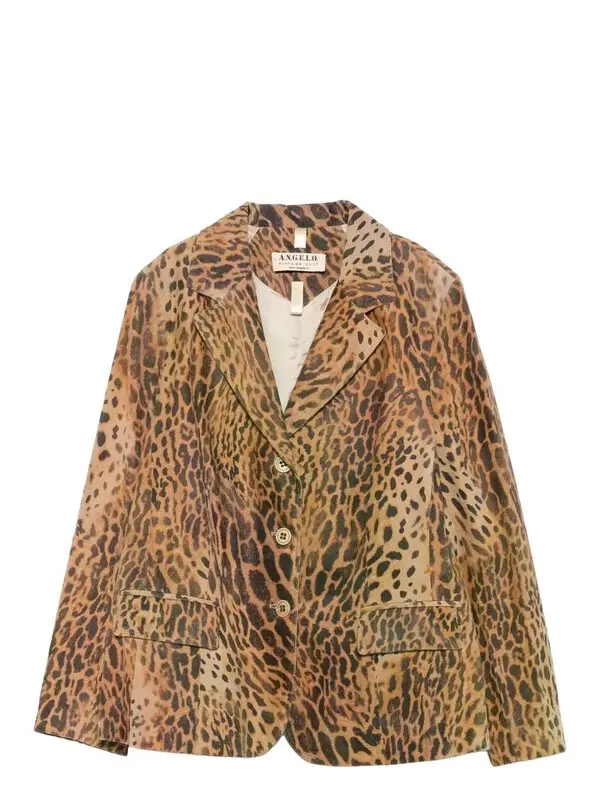 A.N.G.E.L.O. VINTAGE CULT 2000s Leopard Print Leather Jacket - Brown