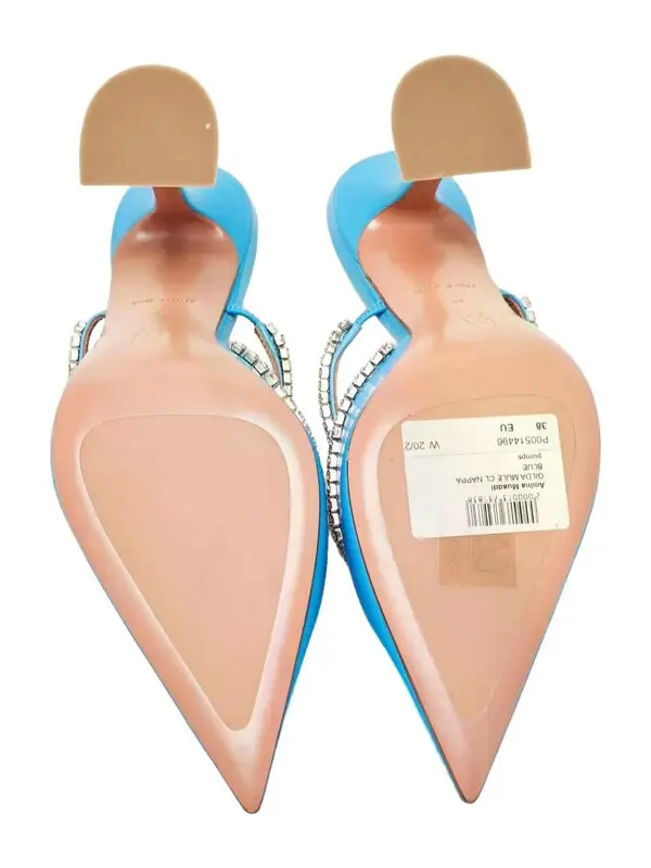 Amina Muaddi Rhinestone-embellished Pointed Mules - Blue