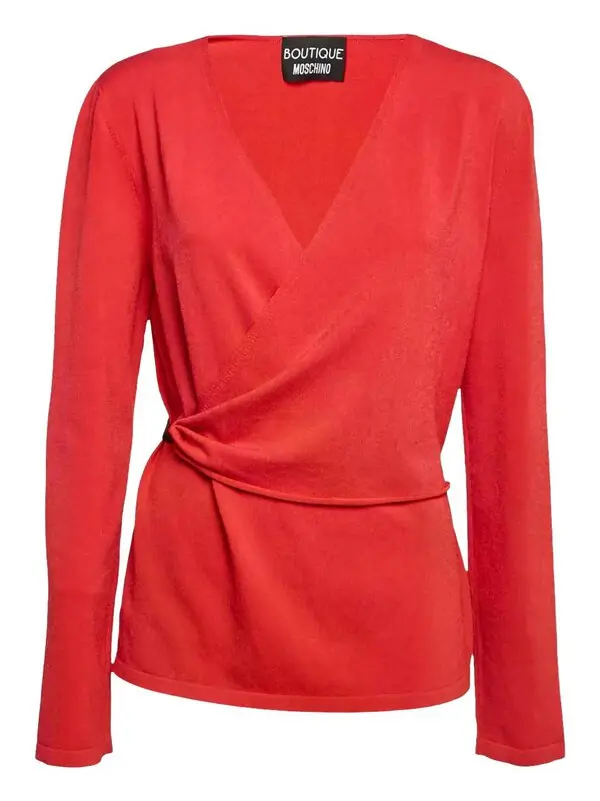 Moschino 2019 Wrap Belted Long Sleeve Sweater - Red