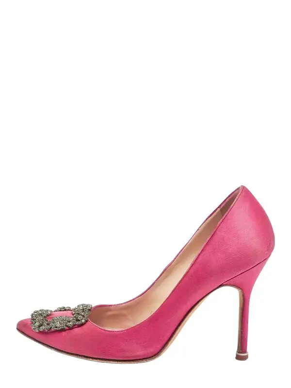 Manolo Blahnik Pre-owned 100mm Hangisi Satin Stiletto Pumps - Pink