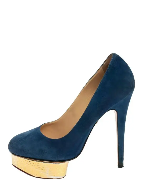 CHARLOTTE OLYMPIA 140mm Dolly Suede Platform Pumps - Blue