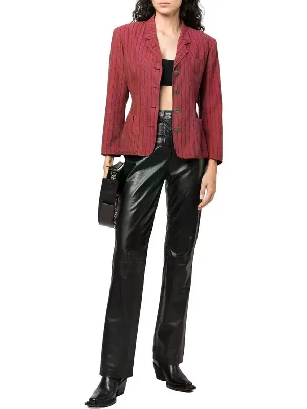 JEAN PAUL GAULTIER 1980s Graphic-pinstripe Blazer - Red