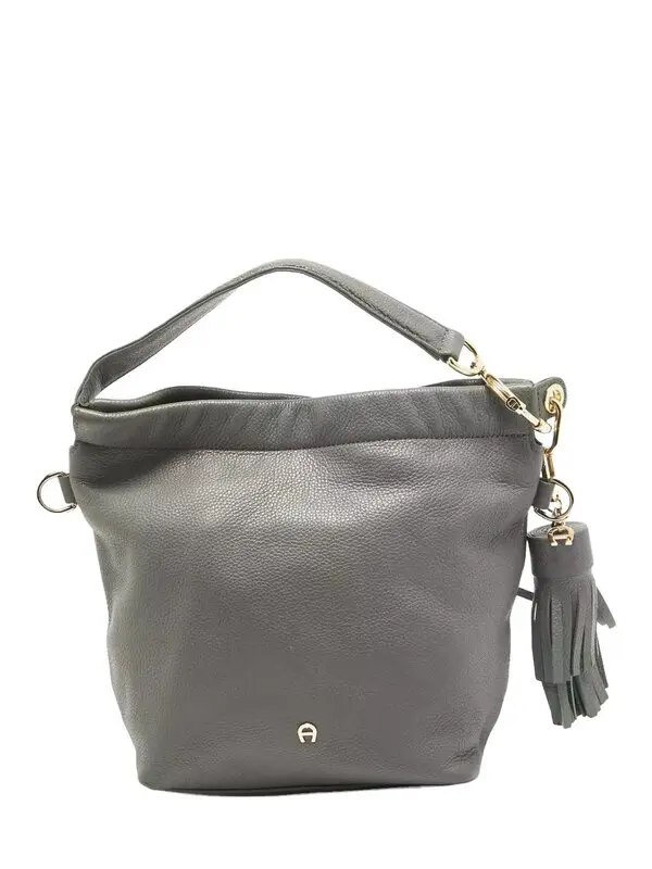 AIGNER Pre-owned Tassel-detail Leather Tote Bag - Grey