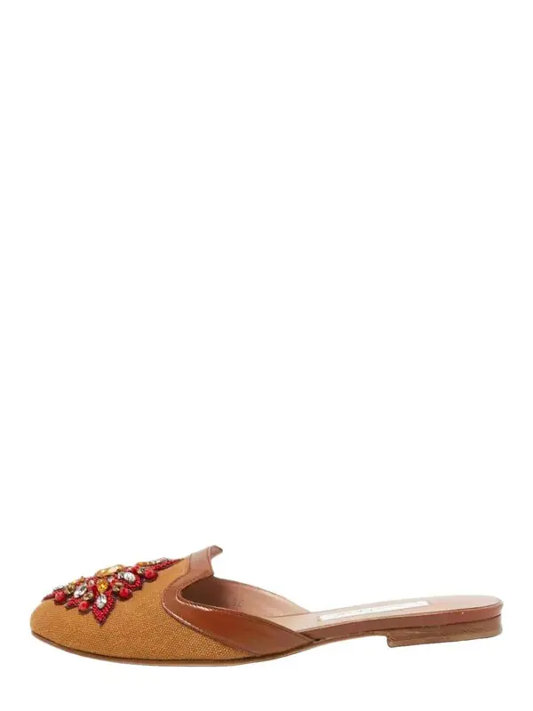 Oscar De La Renta Crystal Embellished Mules - Brown