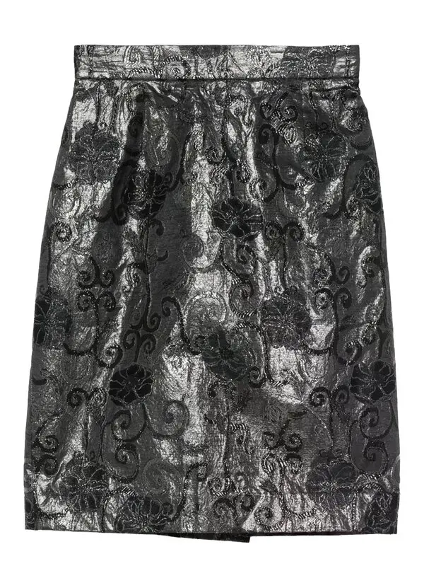 Givenchy 1990s Floral Metallic Brocade Skirt - Grey