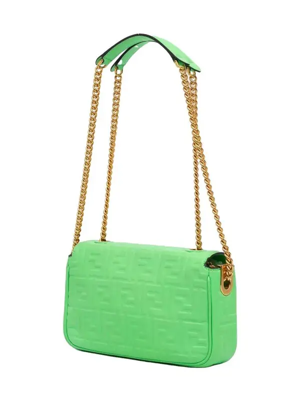 Fendi Zucca Embossed Chain Midi Baguette Shoulder Bag - Green