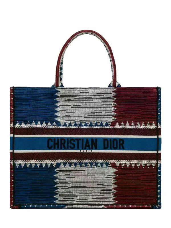 Dior 2019 Large French Flag Book Tote Bag - Blue