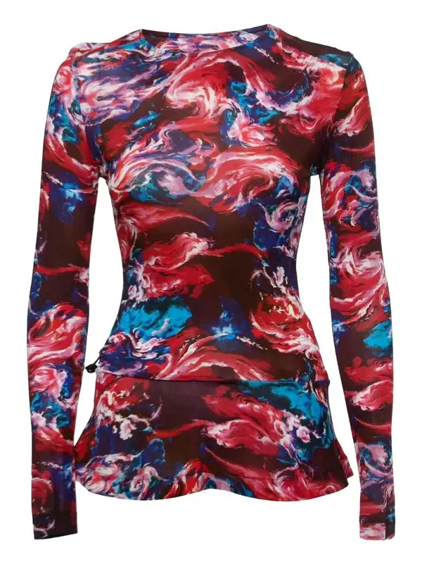 Kenzo Swirl Print Long Sleeve Top - Red