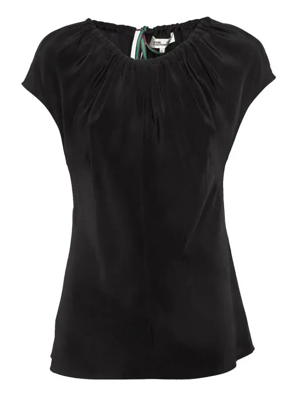 Diane Von Furstenberg Vintage Silk Tie-up Top - Black