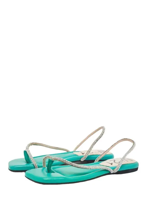 N°21 Pre-owned Crystal-embellished Flat Sandals - Silver