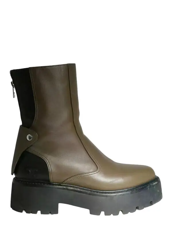Celine Zip-up Leather Boots - Brown