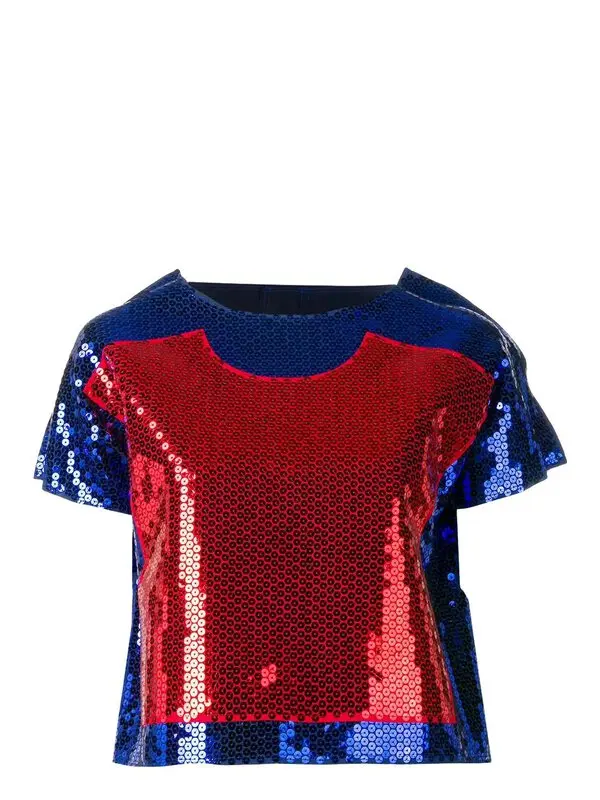 Comme Des Garçons Sequined Two Dimension Blouse - Blue