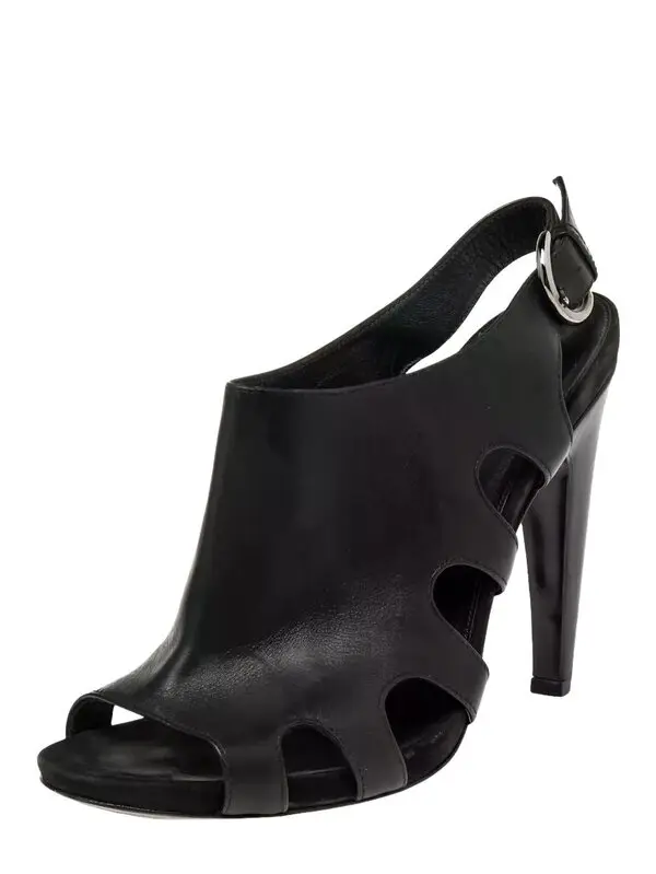 SERGIO ROSSI Patent Leather Cutout Sandals - Black