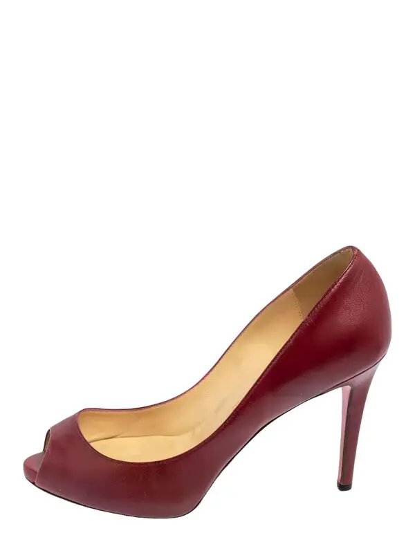 CHRISTIAN LOUBOUTIN Leather Peep-toe High Heel Pumps - Red