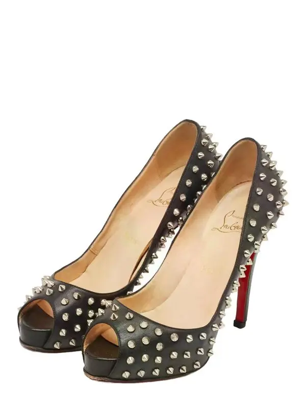 CHRISTIAN LOUBOUTIN Studded Peep-toe Pumps - Black
