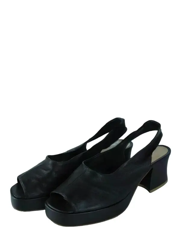 Bottega Veneta Leather Slingback Platform Sandals - Brown