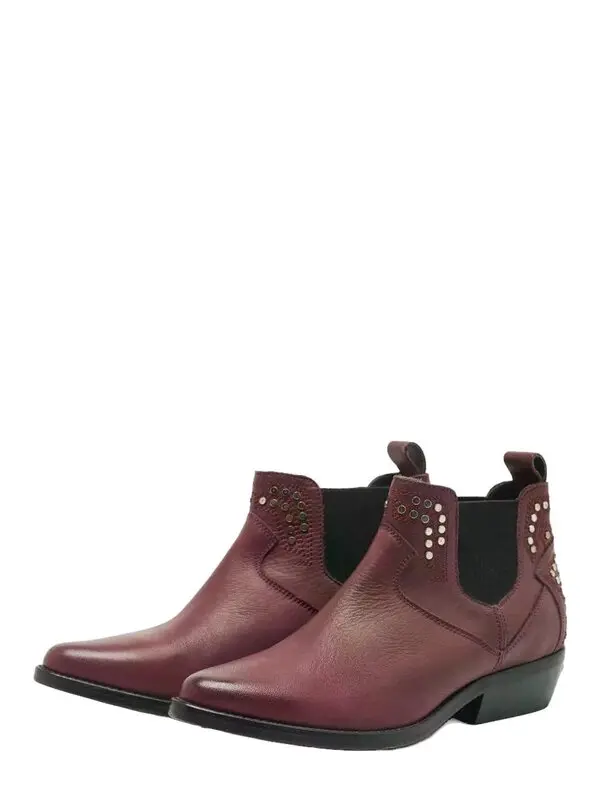 Zadig&Voltaire Burgundy Studded Cowboy Boots - Red