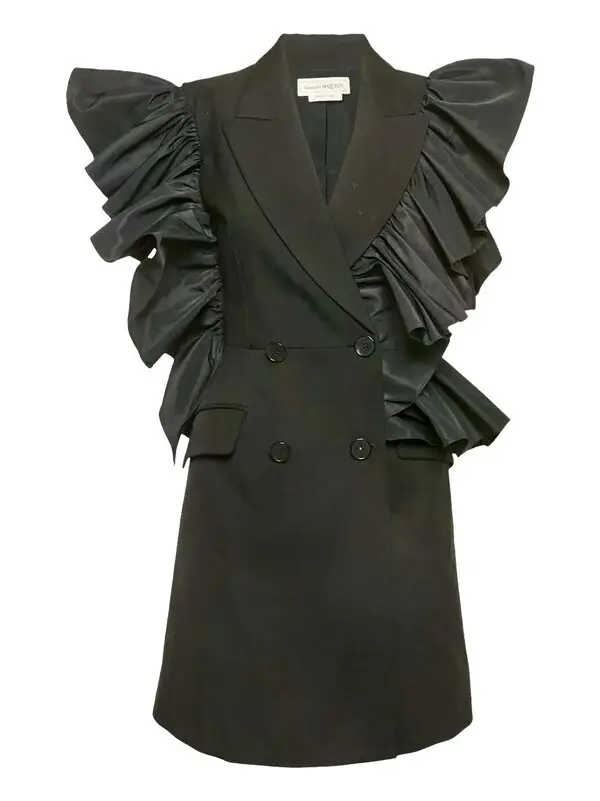 Alexander McQueen Ruffled-detail Mini Dress - Black