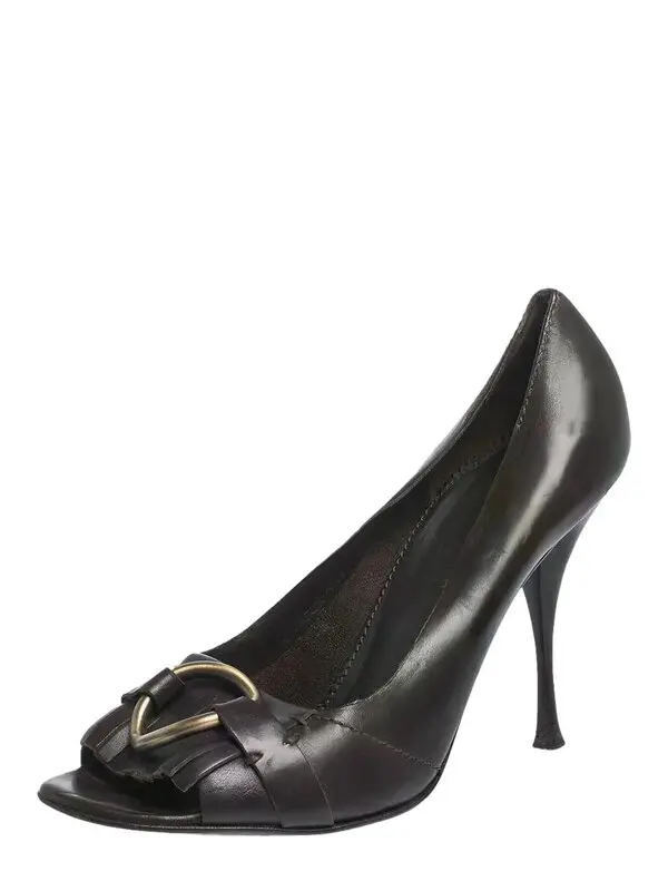 Saint Laurent Leather Heeled Pumps - Brown